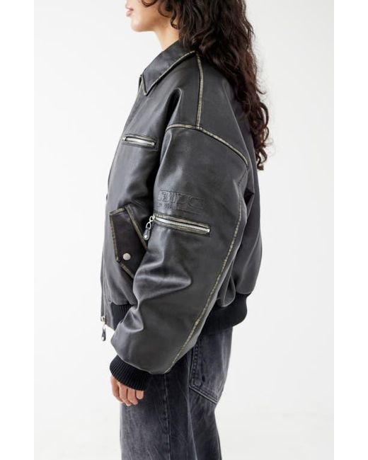 BDG Perrie Oversize Faux Leather Bomber Jacket in Black | Lyst