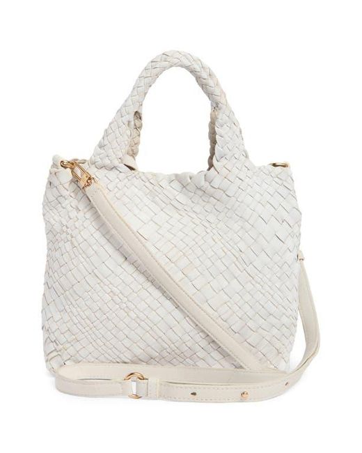 Sam Edelman Small Priya Woven Leather Tote in White | Lyst