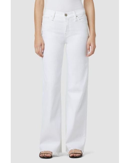 Hudson Jeans Rosie High Rise Wide Leg Ankle in White | Lyst