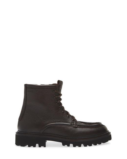 BOSS Julio Lugged Moc Toe Leather Boot in Black for Men | Lyst