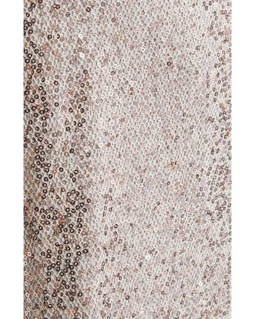St. John Luxe Sequin Wide Leg Pants in Brown | Lyst