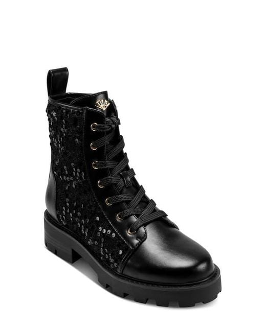 KARL LAGERFELD Marlee Combat Boot in Black | Lyst