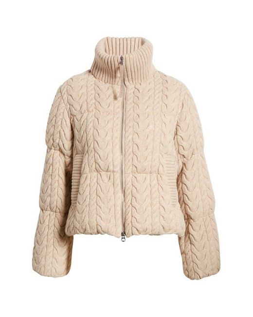 Varley Reggie Cable Knit Puffer Jacket in Natural | Lyst
