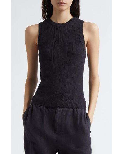 Vince Rib Cashmere & Silk Tank in Black | Lyst