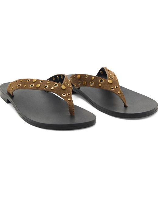 Mango Grommet & Stud Flip Flop in Brown | Lyst