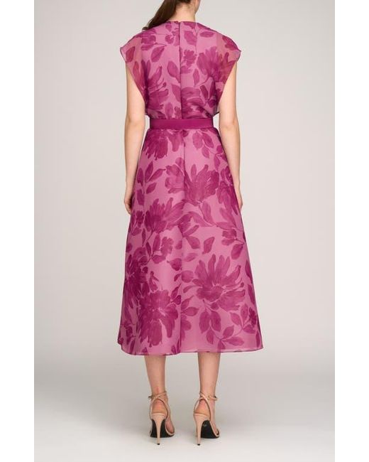 Kay Unger Brigid Floral Belted Cocktail Dress in Pink | Lyst