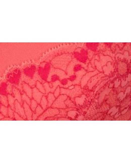 Hunkemöller Cherry Mesh & Lace Underwire Bra in Red | Lyst