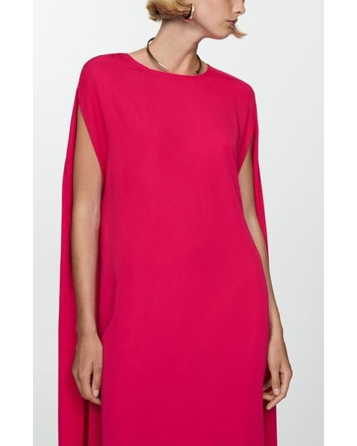 Mango Cape Maxi Dress in Pink | Lyst