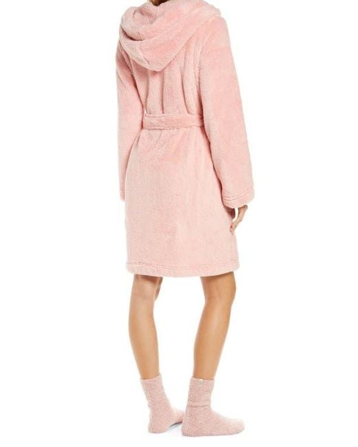 UGG Aarti Faux Shearling Hooded Robe in Pink | Lyst