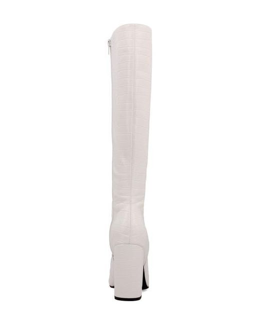 MIA Landra Croc Embossed Knee High Boot in White | Lyst