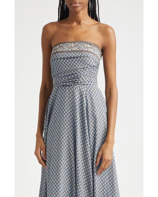 Veronica Beard Lana Ruched Medallion & Paisley Print Midi Dress in Blue ...