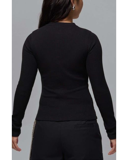 Nike Waffle Texture Long Sleeve Half Zip Top in Black | Lyst
