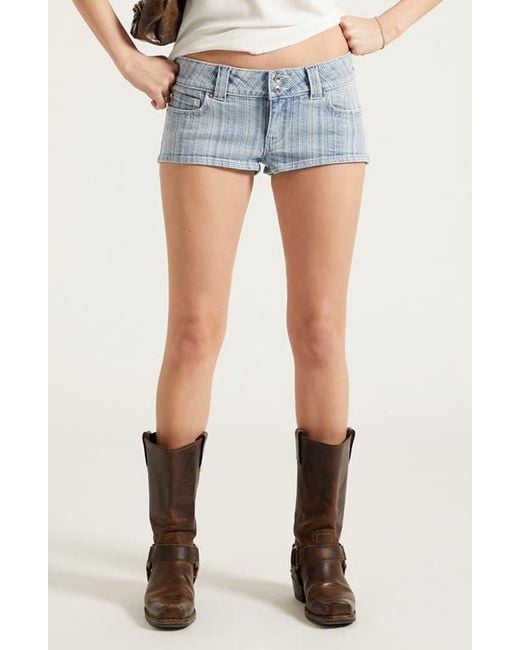 PacSun Tatum Stripe Low Rise Denim Micro Shorts in Blue | Lyst