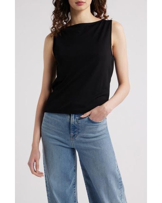 FRAME The Drape Cowl Back Tank in Black | Lyst