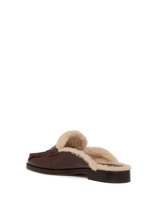 PAIGE Emmett Genuine Shearling Lined Loafer Mule in Brown | Lyst