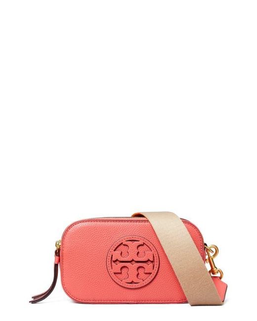 Tory Burch Mini Miller Leather Crossbody Bag in Red | Lyst