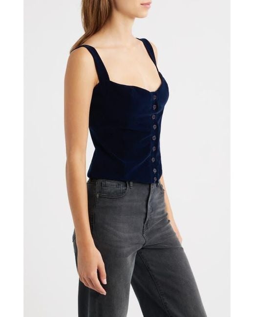 Bella Venice Julie Velveteen Corset Top in Blue | Lyst