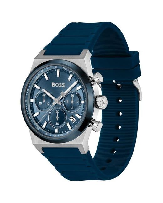 BOSS Candor Quartz Chronograph Silicone Watch in Blue for Men | Lyst