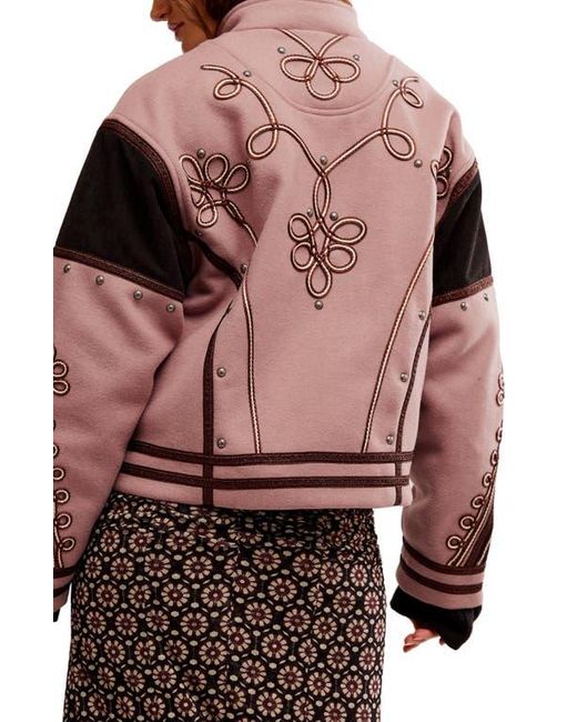 Free People Boy Band Bomber Jacket in Red | Lyst