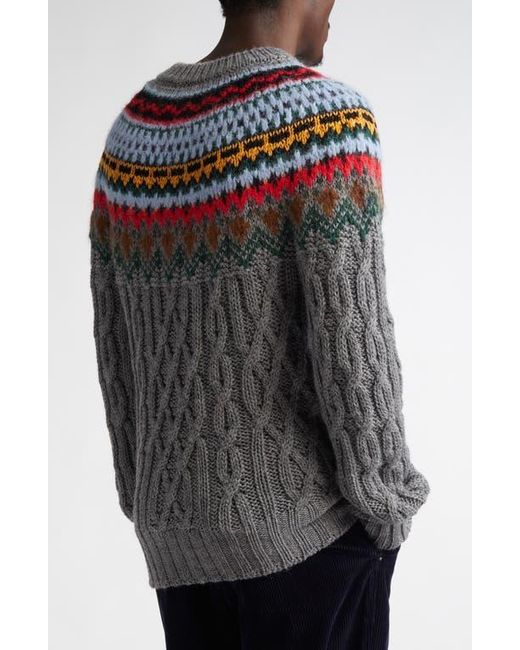 Moncler Fair Isle Virgin Wool Sweater in Gray for Men | Lyst