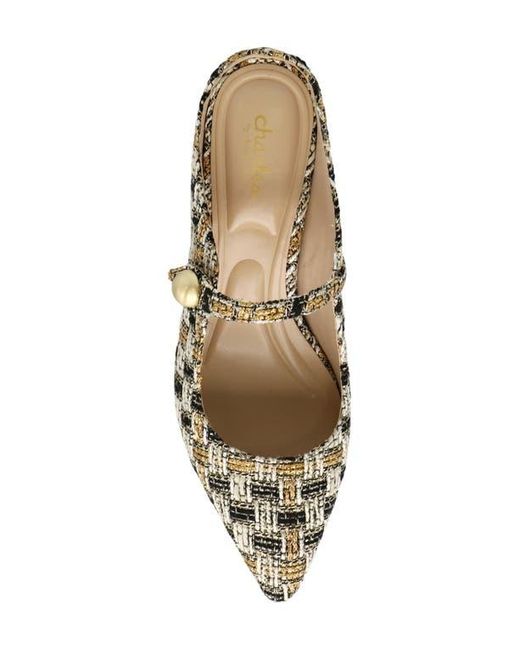 Charles David Studded Tweed Mary Jane Mules in Brown | Lyst