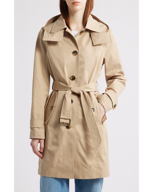 Michael Kors Water Resistant Trench Coat With Removable Hood in Natural ...