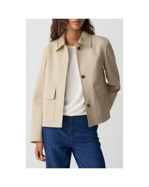 Theory Boxy Stretch Cotton Jacket in Natural | Lyst