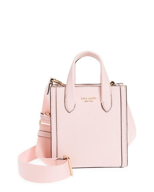 Kate Spade Mini Manhattan Pebbled Leather Tote in Pink | Lyst