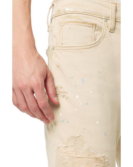 Hudson Jeans Zack Paint Splatter Ripped Stacked Skinny Jeans in Natural ...