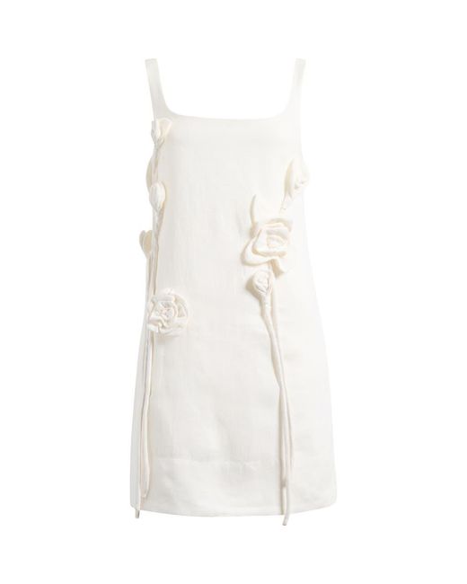 FARM Rio Rose Detail Linen Minidress in White | Lyst