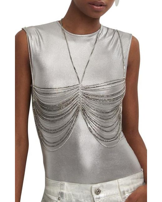 Mango Strass Crystal Body Chain in Gray | Lyst