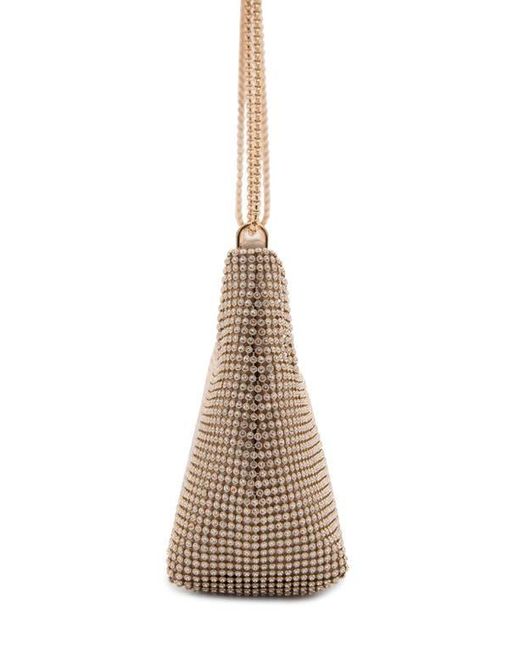 Mango Crystal Mesh Chain Strap Shoulder Bag in Natural | Lyst