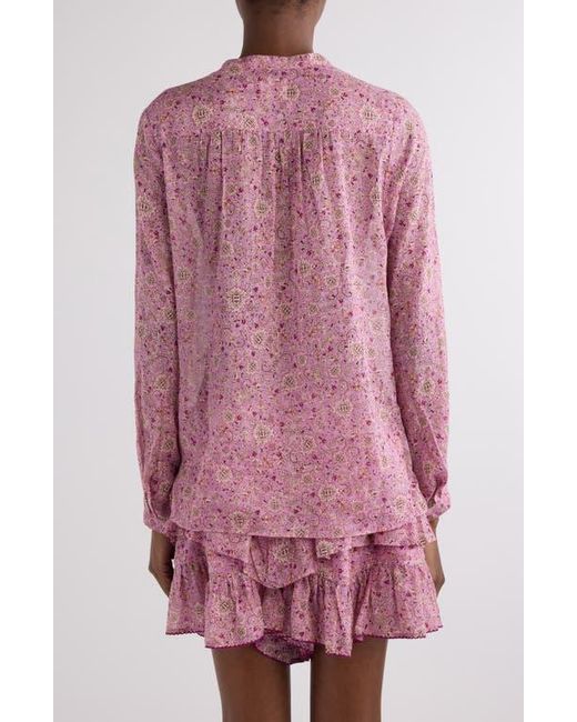 Isabel Marant Maria Floral Cotton Henley Shirt in Red | Lyst