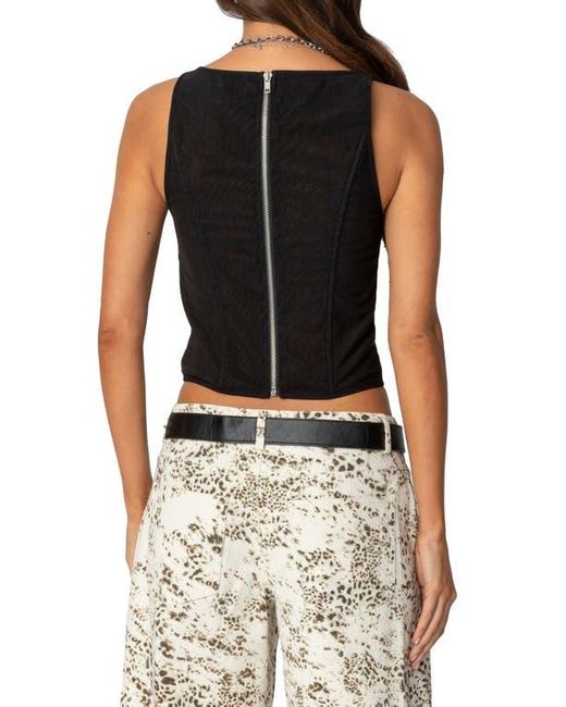 Edikted Taty Mesh Corset Tank in Black | Lyst
