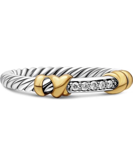 David Yurman Petite Helena Wrap Ring With 18K And Diamonds in Metallic ...