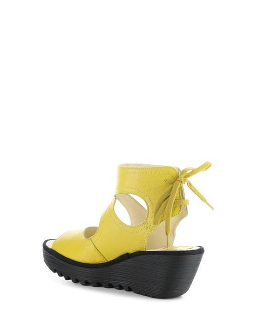 Fly London Yulp Platform Wedge Sandal in Yellow | Lyst
