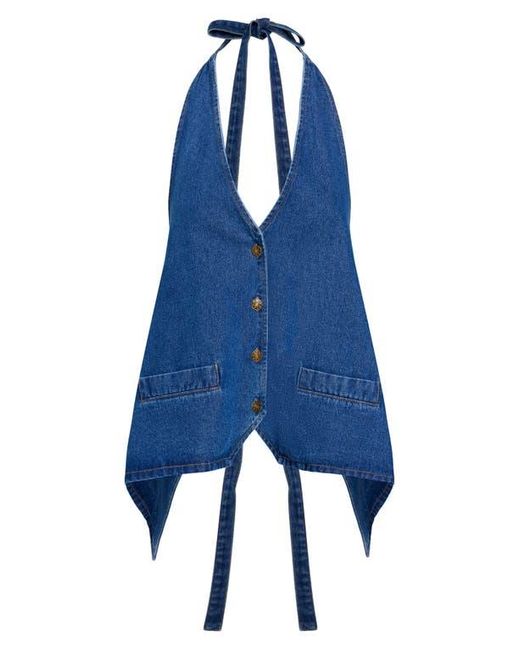Lioness Hill Denim Halter Top in Blue | Lyst