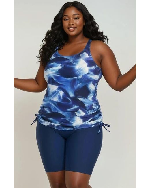 Calypsa Plus Size Maya Tankini Swim Top With Built-In Bra And High ...