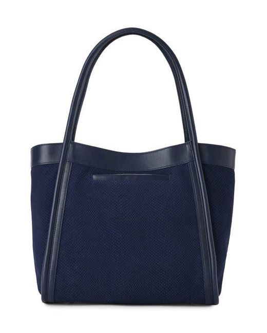 Brahmin Bailee Snake Embossed Leather Tote in Blue | Lyst