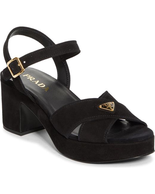 Prada Suede Platform Sandals