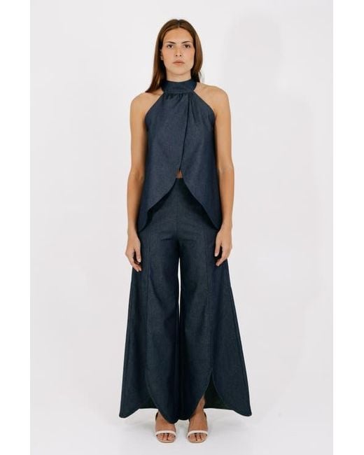 Valentina Gordon Flow Wide-Leg Denim Pants in Blue | Lyst