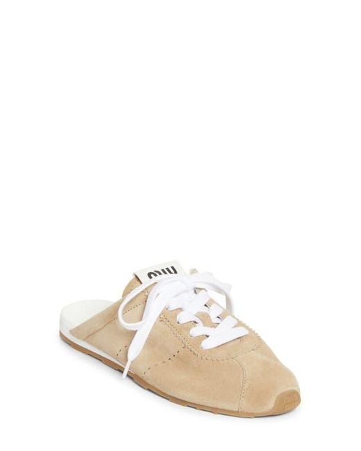 Miu Miu Sneaker Mule in Natural | Lyst