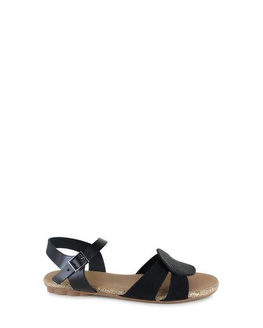National Comfort Ronda Medallion Flat Sandal in Black | Lyst