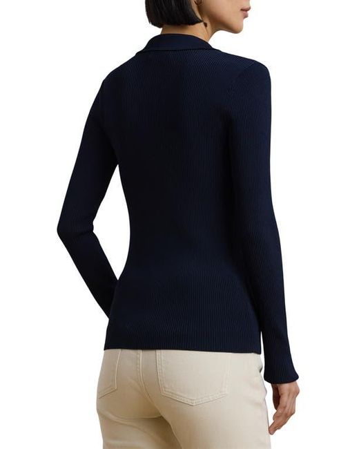 Ralph Lauren Long Sleeve Johnny Collar Polo Sweater in Blue | Lyst
