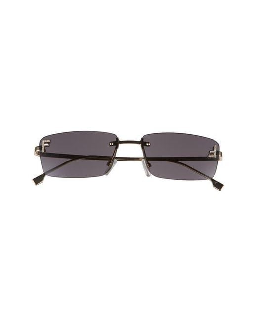 Fendi First Rimless Rectangular Sunglasses in Brown | Lyst