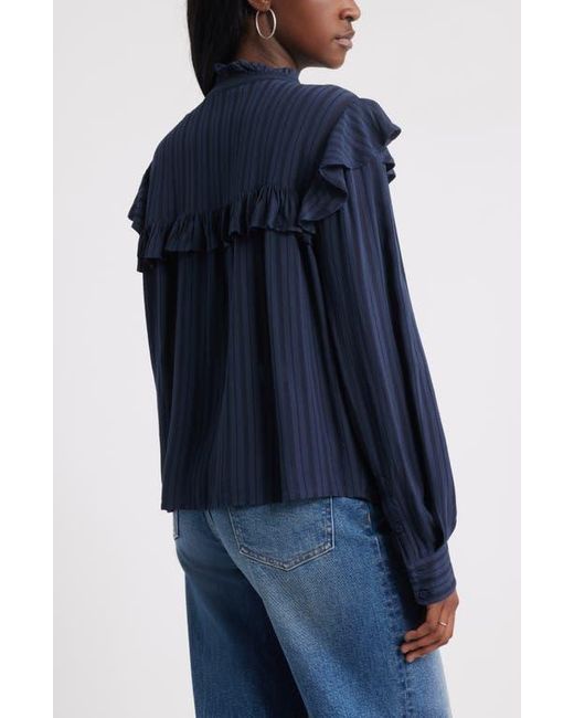 Treasure & Bond Ruffle Button-Up Shirt in Blue | Lyst