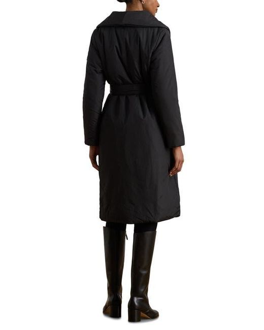 Ralph Lauren Puffer Long Wrap Jacket in Black | Lyst