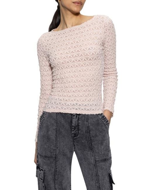 Sanctuary Texture Boat Neck Top in Blue | Lyst