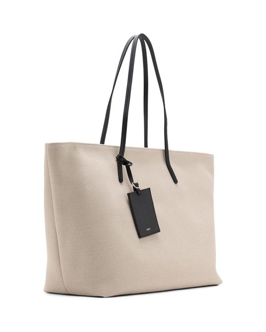 Mango Canvas Shopper Bag in Natural | Lyst