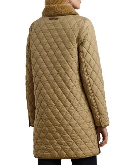Ralph Lauren Diamond Pattern Quilted Coat in Brown | Lyst
